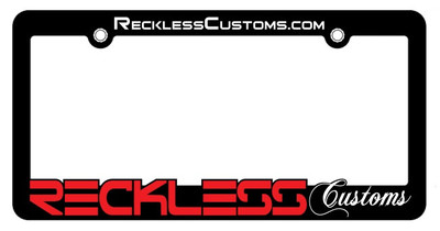 1 COOL RECKLESS CUSTOMS CAR LICENSE PLATE FRAME RED & WHITE 3D RAISED LETTER | eBay