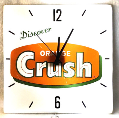 VINTAGE DISCOVER ORANGE CRUSH LIGHTED CLOCK,1950s,WORKING!PLASTIC ...