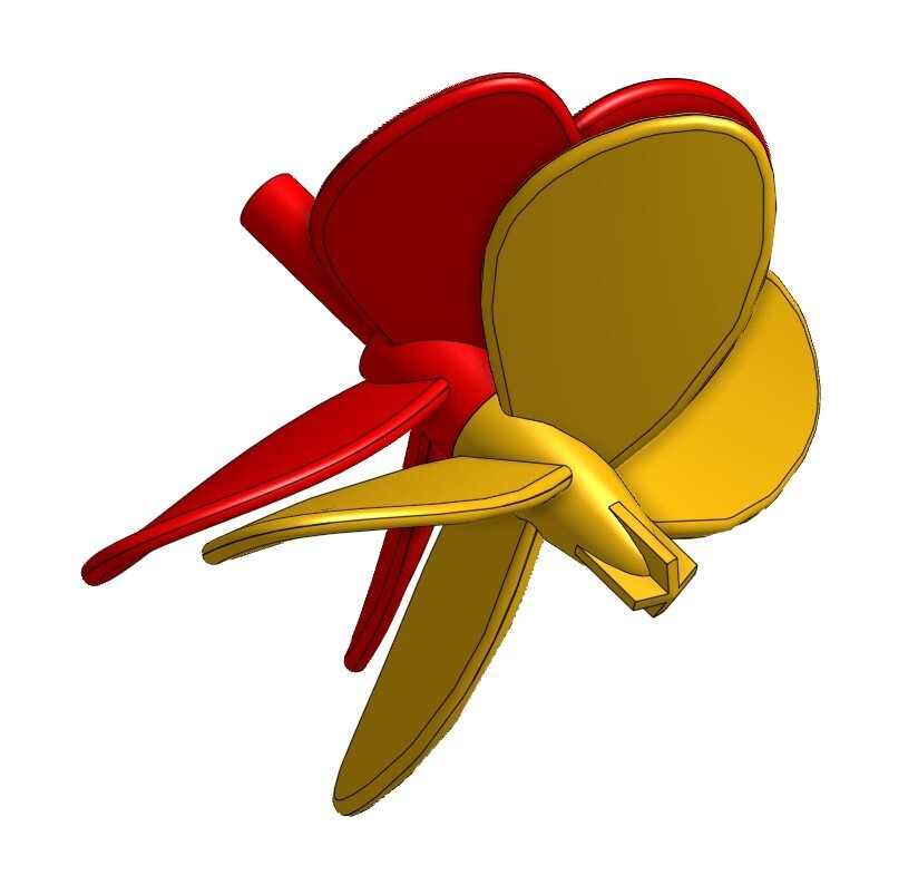 1/350 Mike class SSN submarine 2 x tandem-rotating propeller set Mikro ...