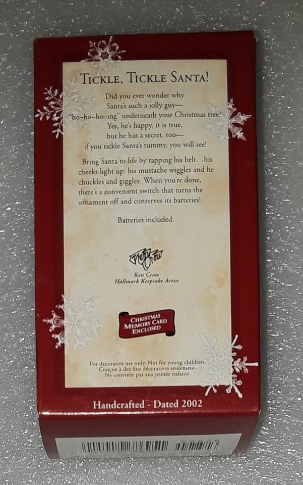 Hallmark Tickle Tickle Santa Lighted Keepsake Christmas Tree Ornament ...