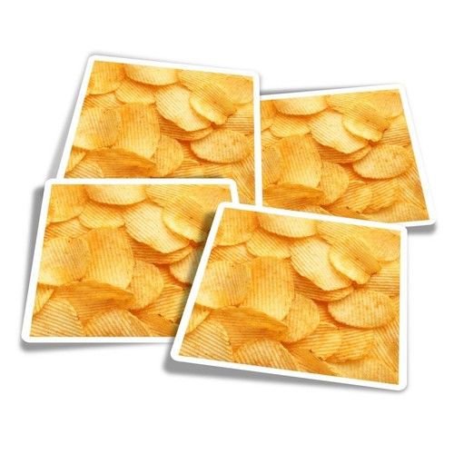 4x Square Stickers 10 cm - Tasty Ridged Crisps Snack Food #21401 | eBay