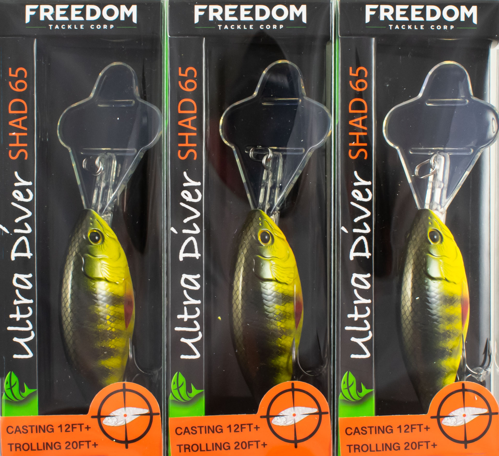 (LOT OF 3) FREEDOM TACKLE ULTRA DIVER SHAD 65 3/8OZ YELLOW PERCH #43102 ...