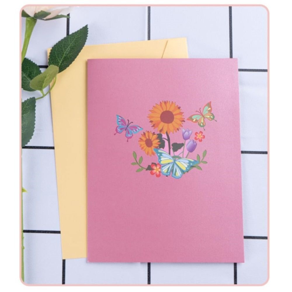 3D Post Card Flower Folding Message Card Gift Greeting Card Christmas ...