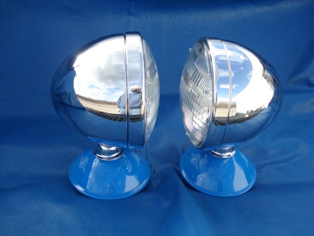 Chrome "Dietz" Style Sealed Beam Headlights Hot Rod Street Rod Rat Rod ...