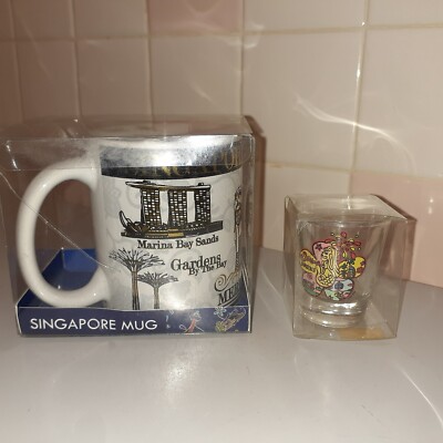 Dream Studios Singapore Ceramic Mug Story of Merlion & Singapore Glass ...