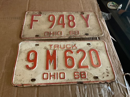 Lot Of 2 Ohio License Plates 1968 w/ Truck Rustic | eBay