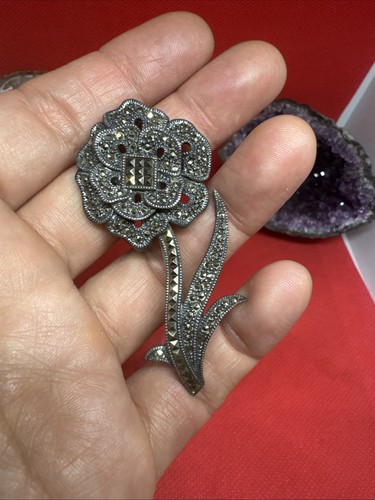 Vintage Judith Jack Sterling Silver Marcasites Flower Pin Brooch | eBay