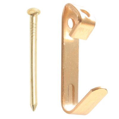 BRASS PICTURE HOOKS & NAILS Wall Pins Photo Canvas Hanging Frame Nail ...