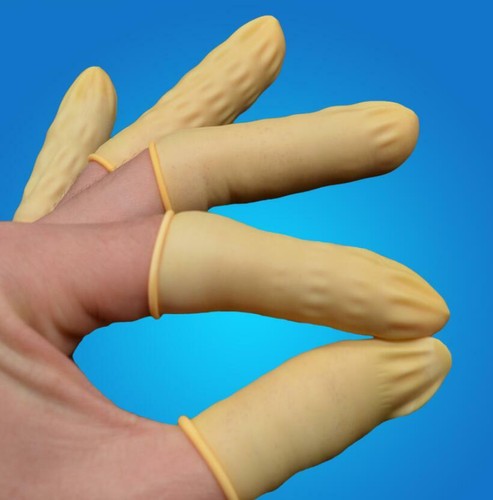 Antistatic Yellow Natural Rubber Disposable Latex Finger Cots Sets ...