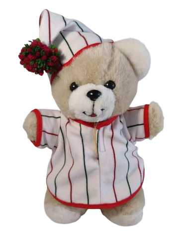 Rare Vtg Humfrey Teddy Bear Baby Small 8" Plush Christmas Pajama Stripe ...