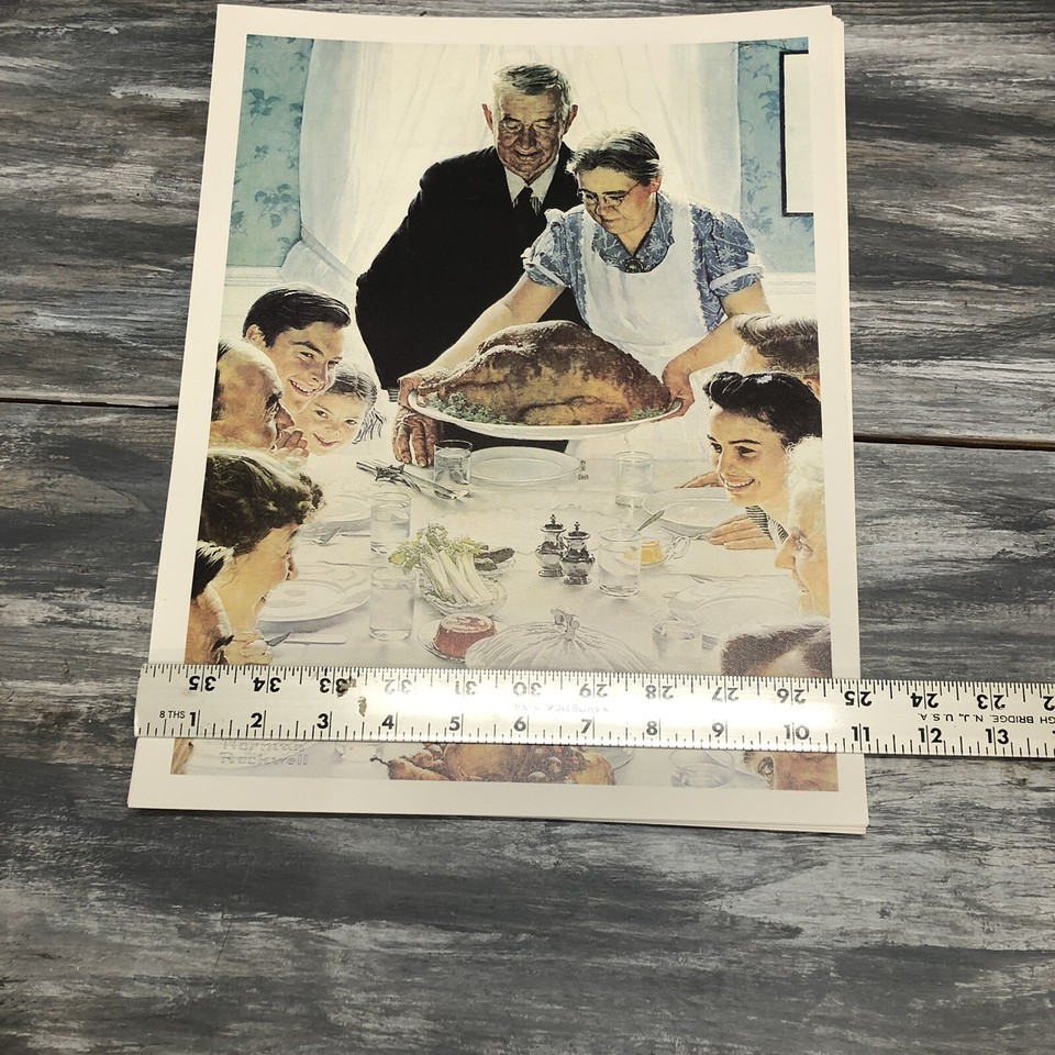 Norman Rockwell print "FREEDOM FROM WANT" Thanksgiving Christmas dinner ...