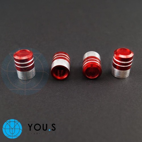 4 Piece Cylinder Valve Caps IN Silver Red for Car E.g. Seat Skoda VW | eBay