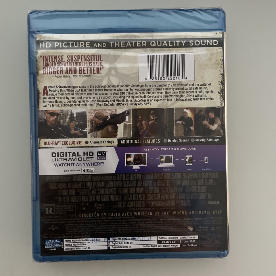 Sabotage (Blu-ray/DVD, 2014, 2-Disc Set) 25192222184| eBay