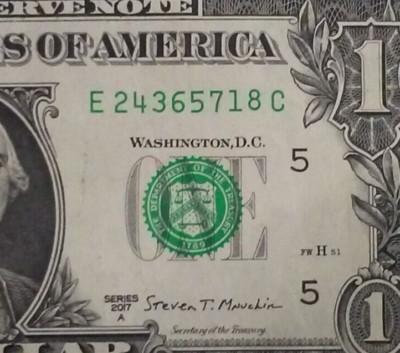 2017 Eight Digit Broken Ladder Fancy Serial Number One Dollar Bill ...