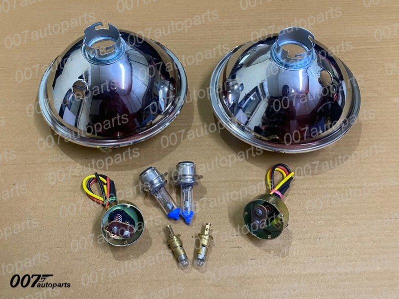 7" P700 Tripod H4 Conversion Halogen Headlamp Headlight Pair With Bulbs ...