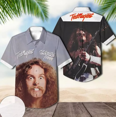 Ted Nugent Cat Scratch Fever Album Cover Hawaiian Shirt, shirt US size ...