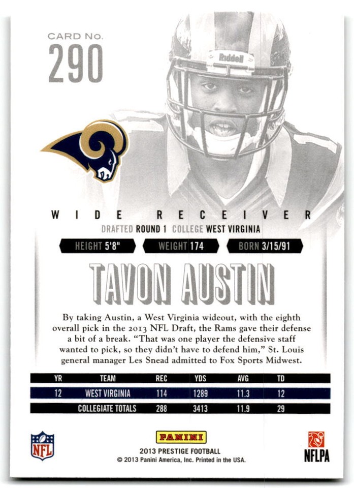 2013 Panini Prestige #290 Tavon Austin | eBay