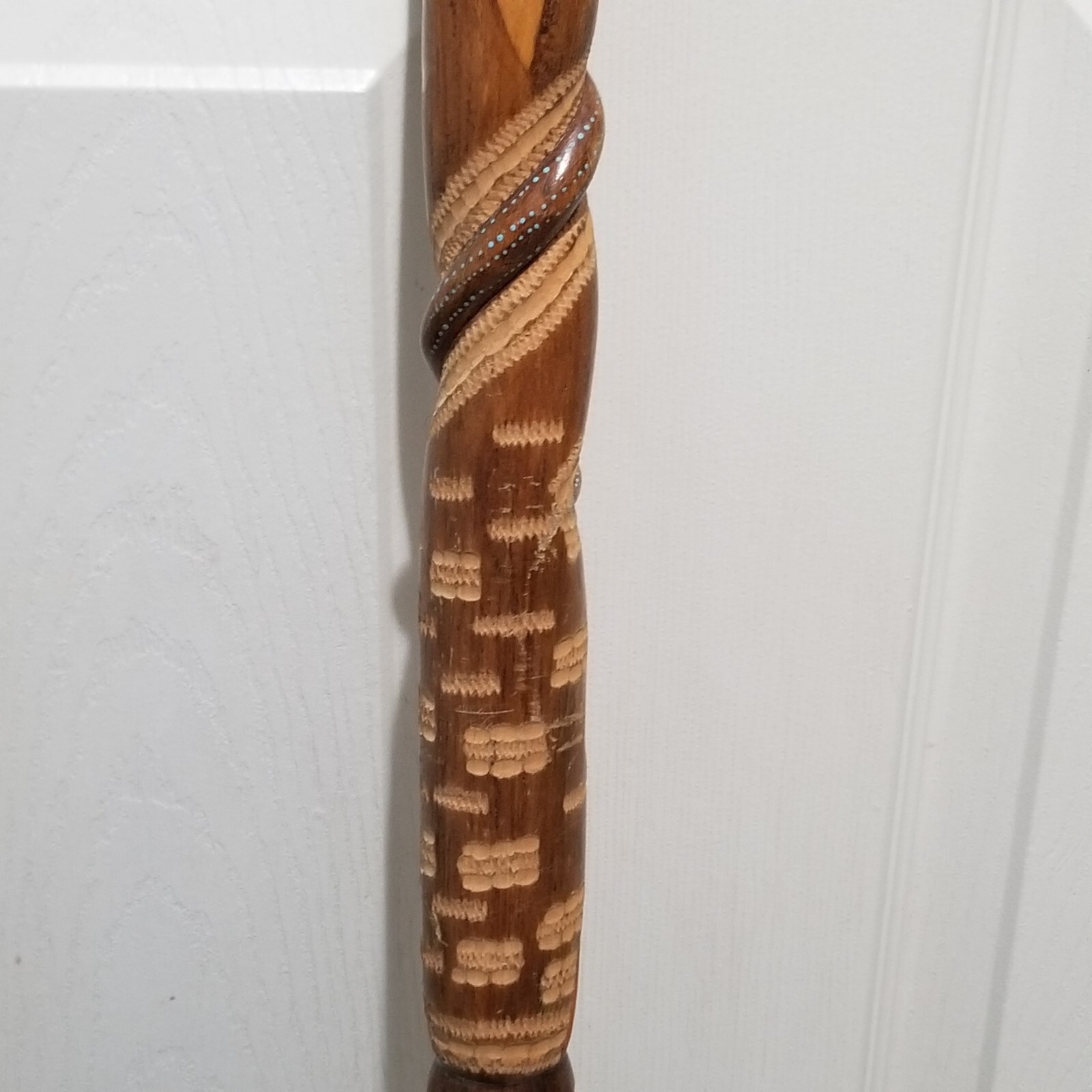 Vintage Spiral Snake Serpent Staff Folk Art Carved Wo… - Gem