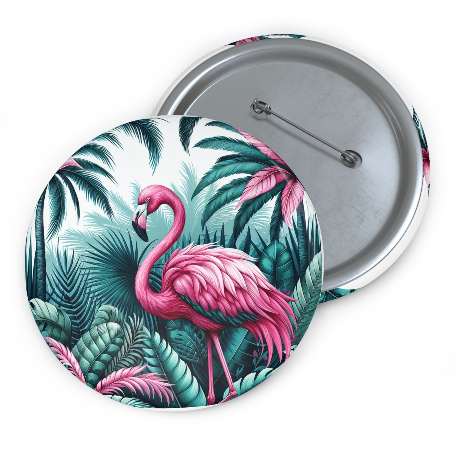 Custom Pin Button Badge tropical, flamingos, botanical, vibrant | eBay
