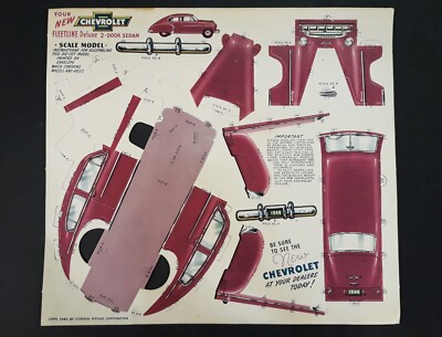 1949 Chevrolet Fleetline dealer showroom cardboard promotional fold up ...
