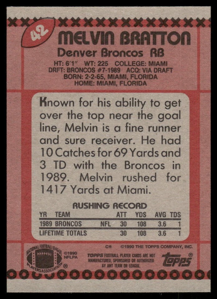 1990 Topps #42 Melvin Bratton RC | eBay