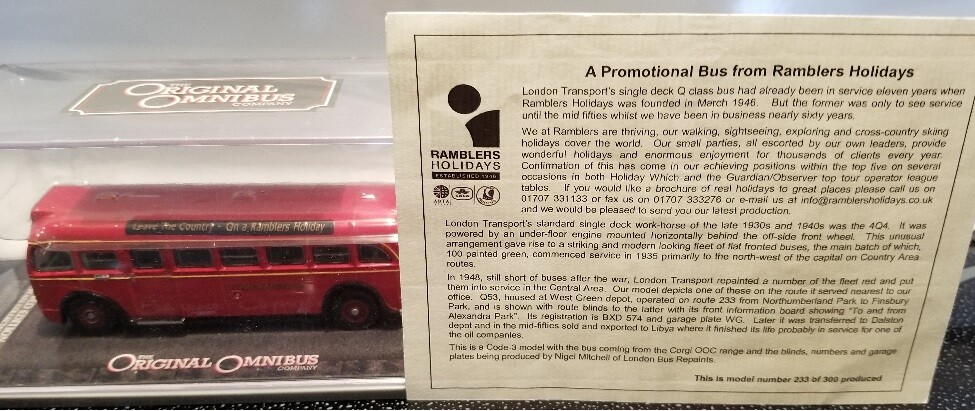 Corgi OOC OM41004A AEC 4Q4 London Transport Bus Central Code 3 RAMBLERS ...