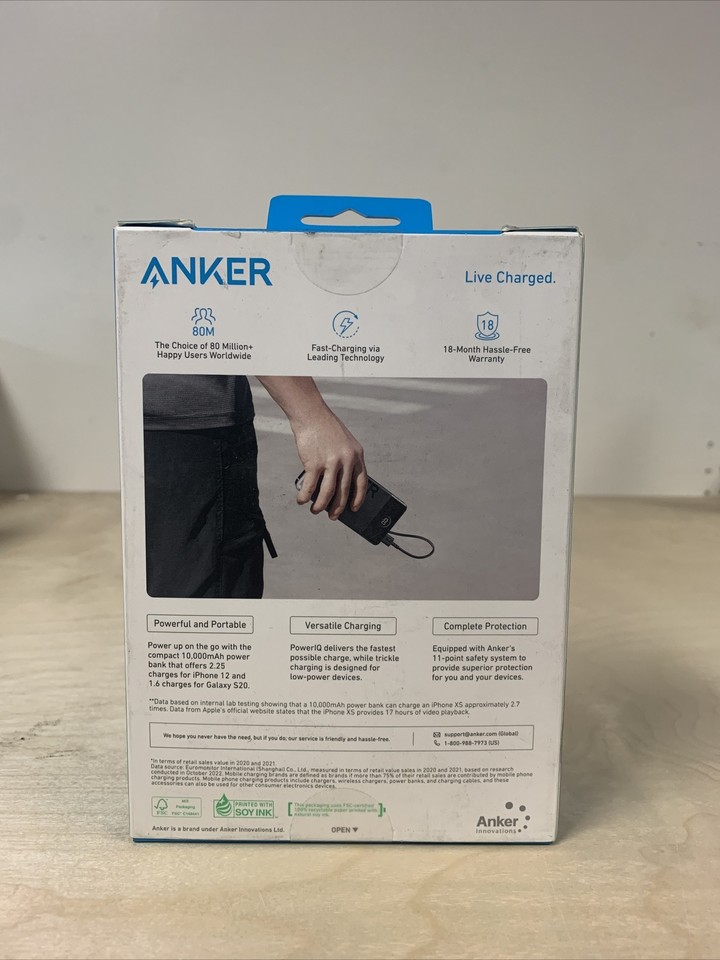 ANKER 2-Port Black Power Bank 10,000mAh 12W Output Universal ...