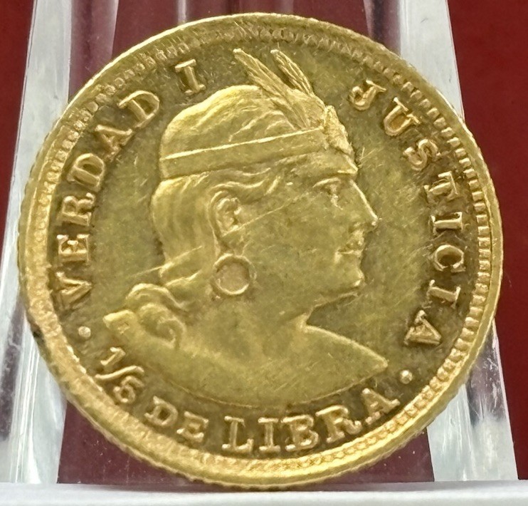 1906 Peru 1/5 de Libra gold coin .917 fine .0471 toz AGW #72179 | eBay