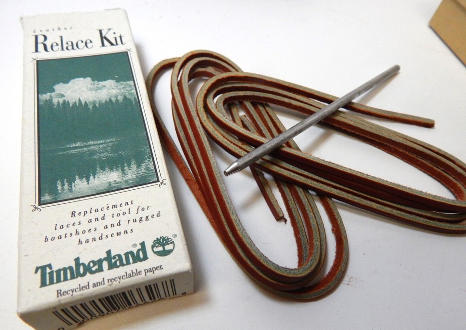 TIMBERLAND Leather Replacement KIT Pair Shoe Laces Brown lacing needle ...