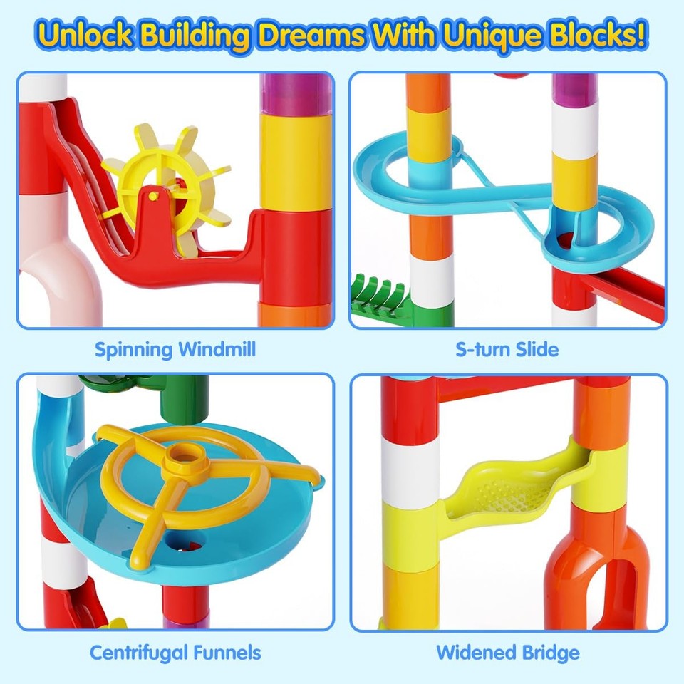 Marble Run Toy, 110pcs Marble Maze Kit STEM Educational Learning Toy ...