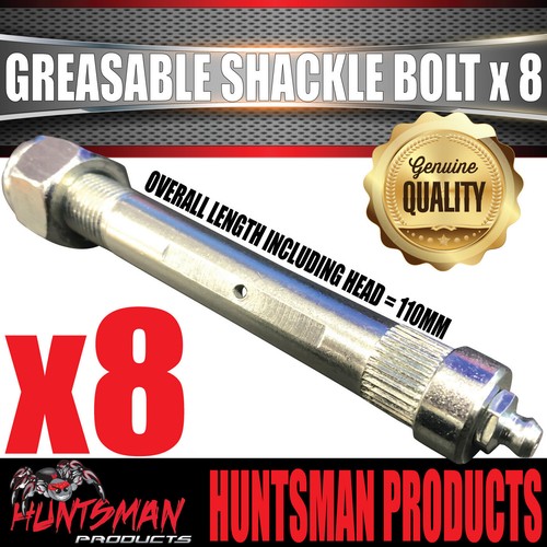 x8 Greasable Trailer Shackle Spring Bolts & Nut 5/8" X 4" Rocker Roller ...