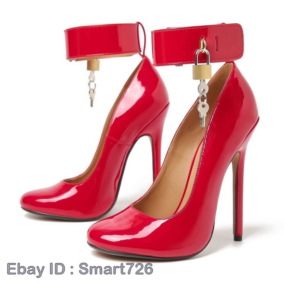 Women High Heel Lock Key 15cm Round Toe High Heels Men Plus Size ...