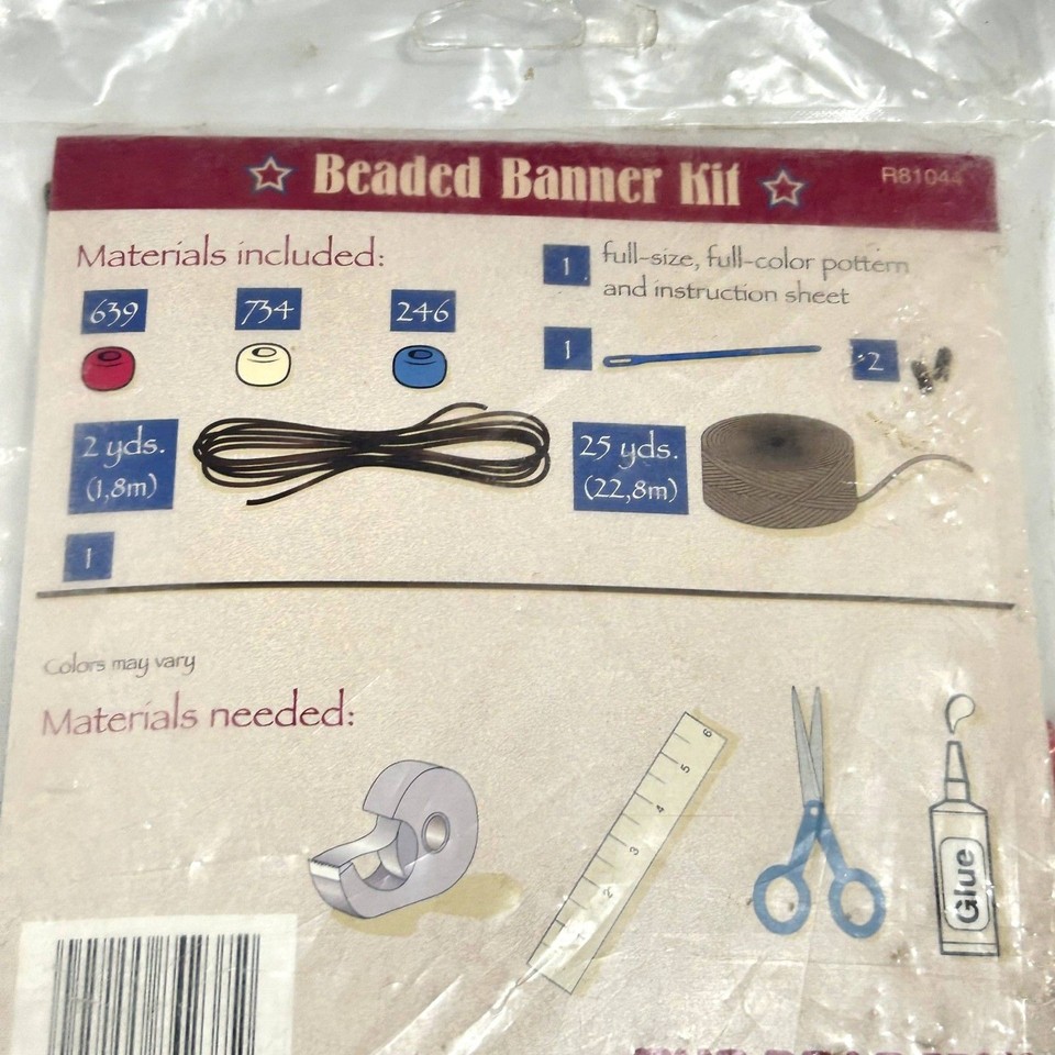 VTG The Beadery Craft Products Stars and Stripes Beaded Banner Kit ...