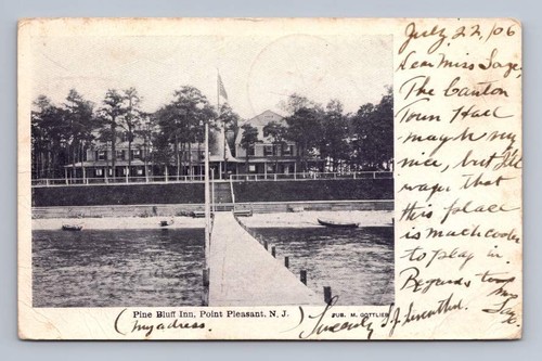 Pine Bluff Inn Boat Pier POINT PLEASANT New Jersey UDB Antique Postcard ...