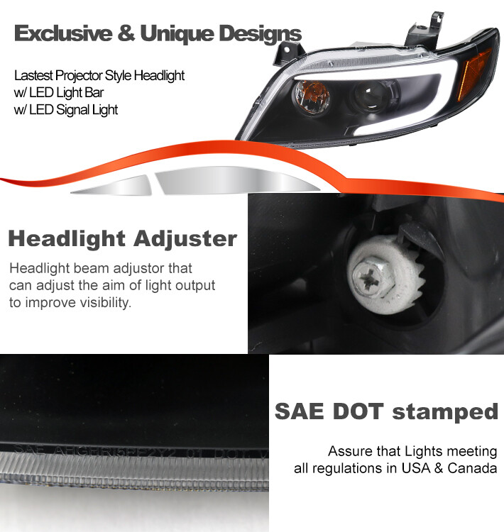 For 03-08 FX35 FX45 LED Switchback Signal Projector Headlights Black ...