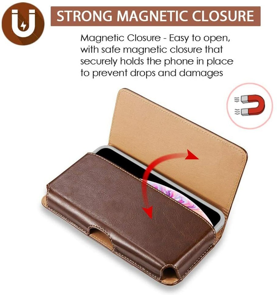 Leather Phone Pouch Holster with Belt Clip Loop Carrying Case for ...