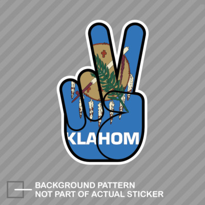 Oklahoma State Shaped Peace Sign Sticker Decal Vinyl hippie 60s love OK ...