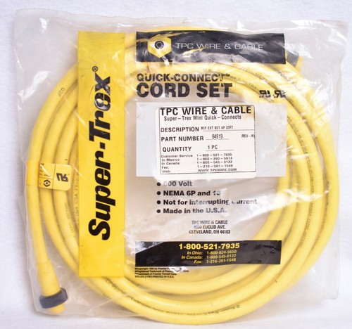 TPC Wire & Cable Quick Connect Cord Set 84919 | eBay