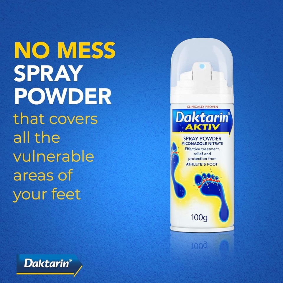 Foot Spray Daktarin Aktiv Odour Powder Athletes 100g Feet | eBay UK