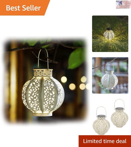 Rustic Hanging Solar Lights Outdoor Retro Lantern - 2 Pack, 6 Lumens ...