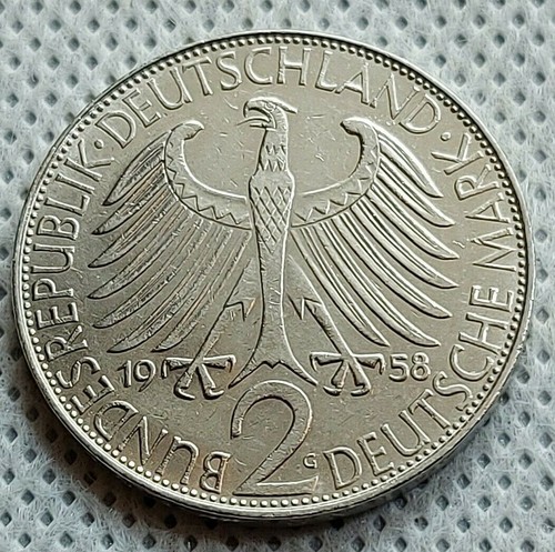 Germany coin - Federal Republic 2 Mark, 1958 G, Max Planck - Copper ...