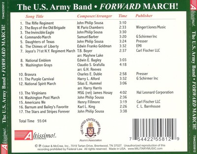 US ARMY BAND FORWARD MARCH!: GREAT AMERICAN MARCHES NEW CD 754422558129 ...