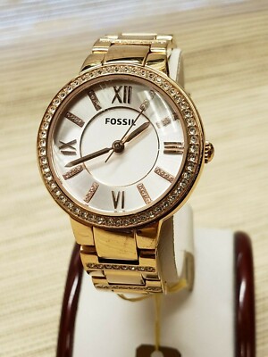 Fossil ES3284 Ladies Virginia Rose Gold plated Steel Watch with ...