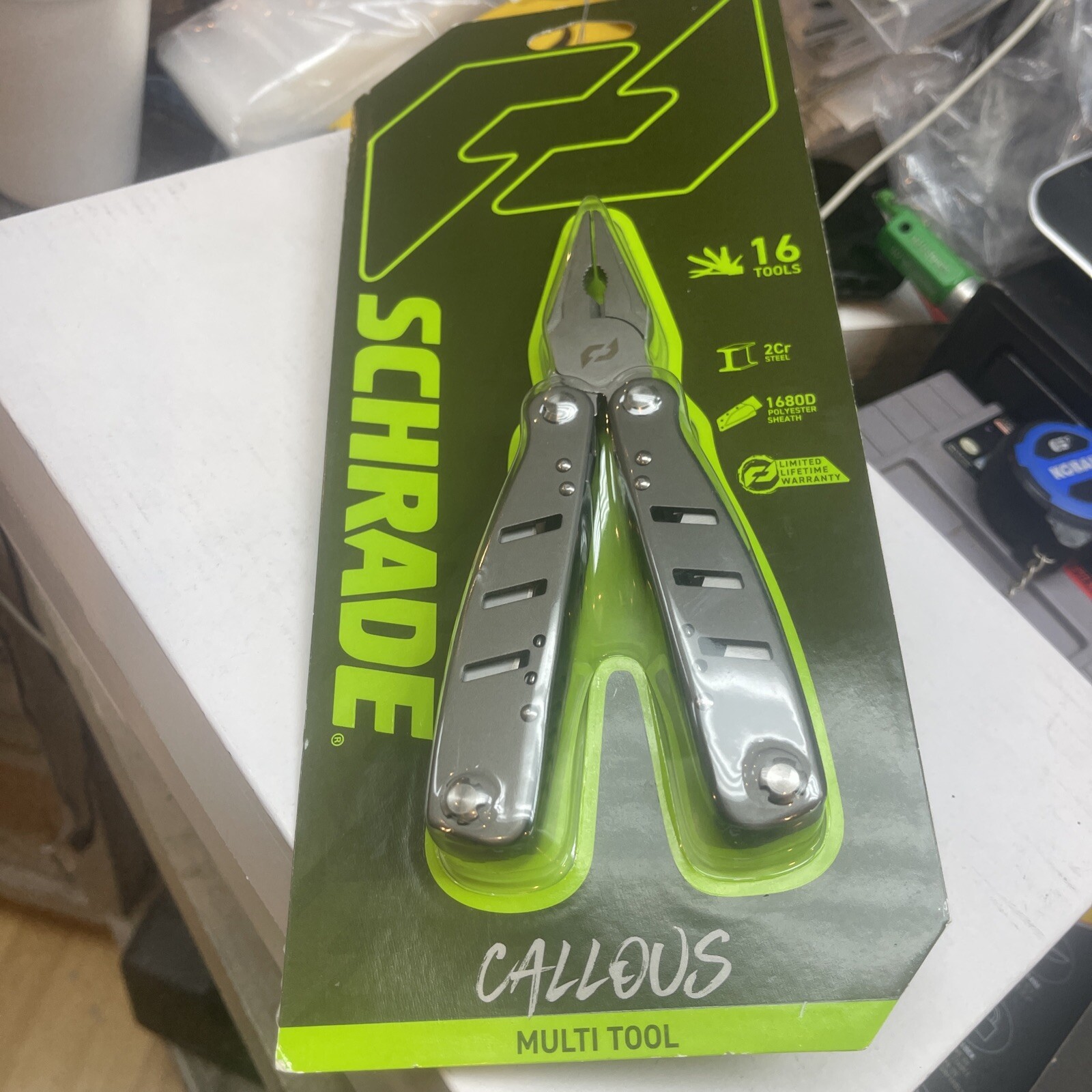 NEW Schrade Tough Tool Multi Tool Knife 16 Tools Camping Shop W/Sheath ...