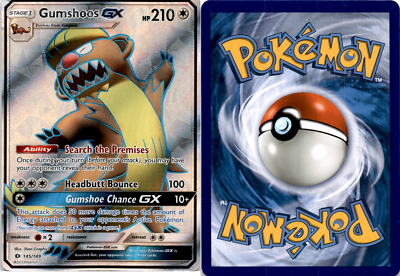 2017 Pokemon, Sun & Moon, #145/149 Gumshoos GX, Full Art, Holo Ultra ...