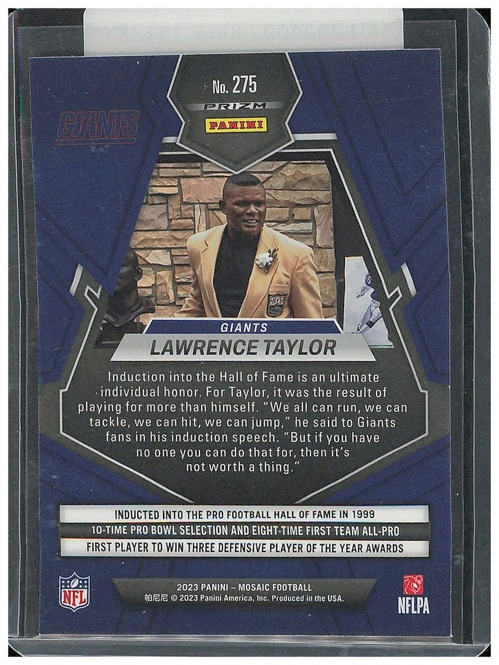 2023 Panini Mosaic Lawrence Taylor Base Hall of Fame Mosaic #275 | eBay