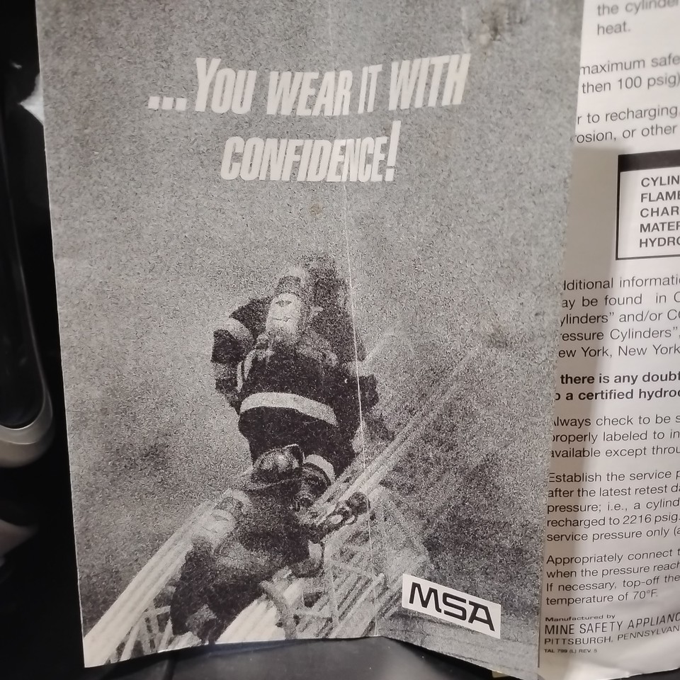 MSA Ultralite MMR SCBA Open Circuit Pressure-Demand Air Mask Stealth L ...