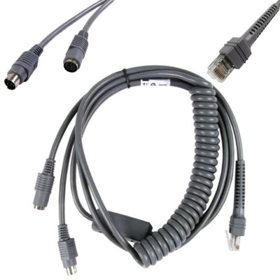 9FT Coiled PS2 Keyboard Wedge Cable For Symbol LS2208 LS4208 P/N CBA ...