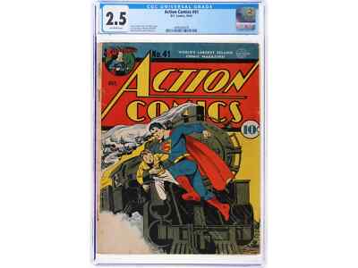 1941 D.C. Comcis Action Comics 41 CGC 2.5. Classic Superman Train Cover ...