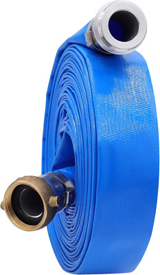 1-1/2" X 50′ PVC Lay Flat Water Pump Discharge Hose with Aluminum Pin ...